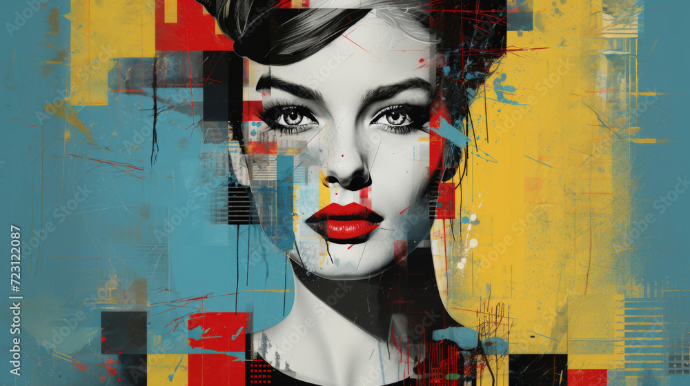 Pop art woman, vibrant colors and retro style. Playful, energetic and ...