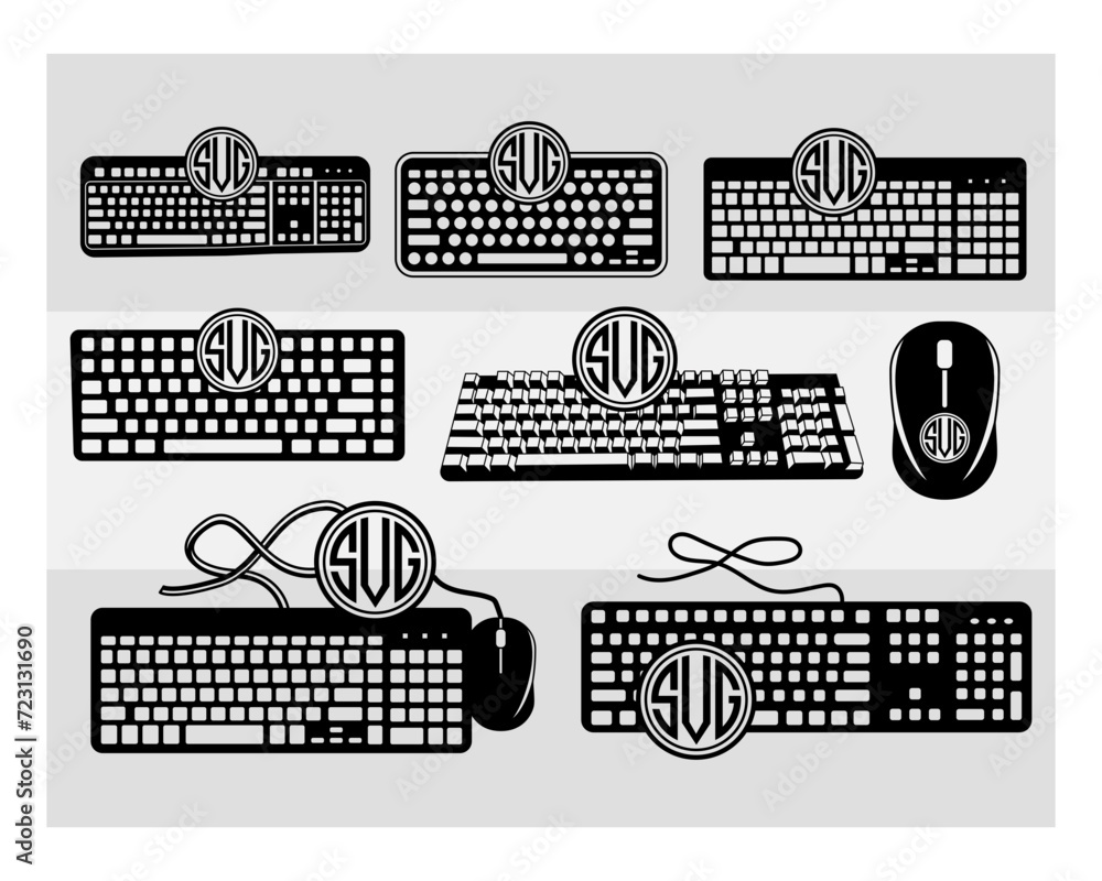 Keyboard Cilcle Monogram Svg Keyboard Computer Keyboard Key Board Svg Keys Svg Pc Key Board