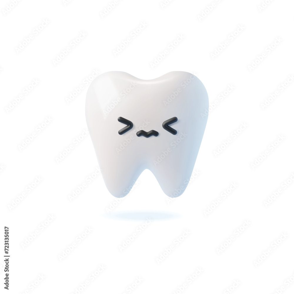 Tooth character, image of face, 3d vector, isolated on white background ...