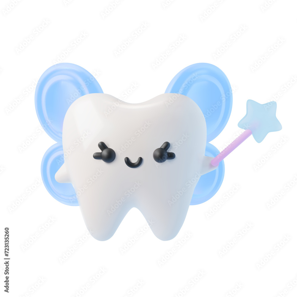 Tooth Fairy character, isolated realistic 3d vector on white background ...