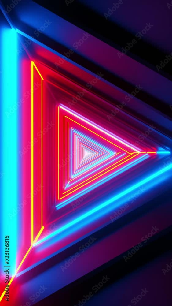 Vidéo Stock Vertical Loop VJ animation background. Triangular neon ...