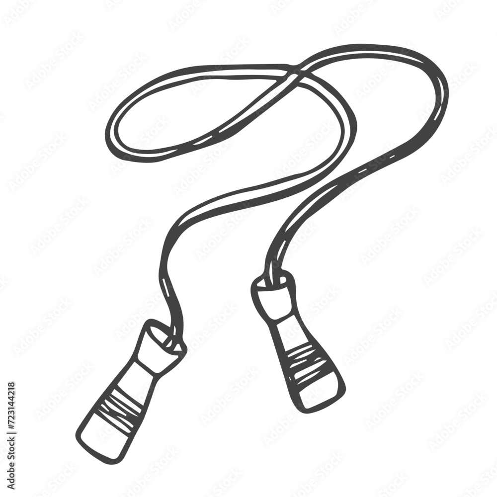 Jumping rope hand drawn outline doodle icon. Skipping activity, cardio ...
