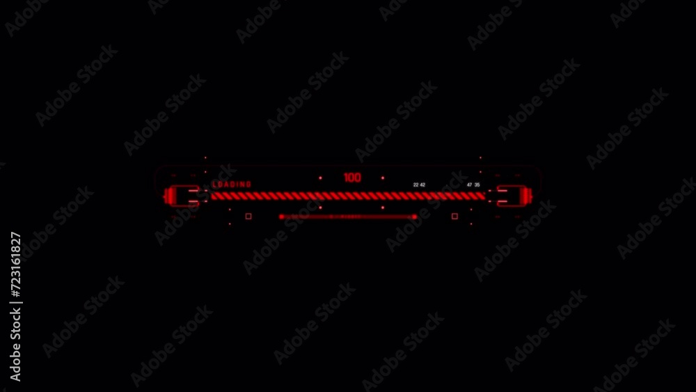 Cyberpunk loading bar animation with glitch effect. Futuristic uploading progress bar with ...