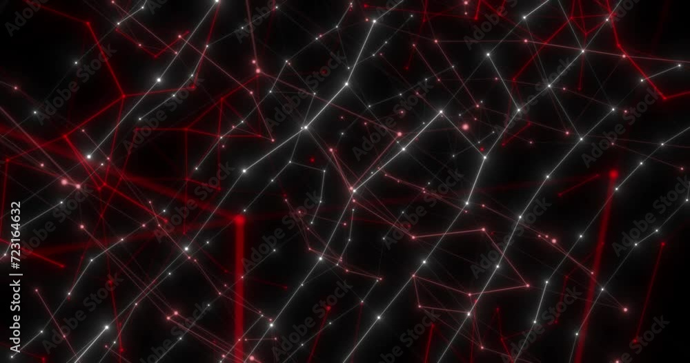 Network connection structure. Plexus of threads and knots. Abstract animated background that ...