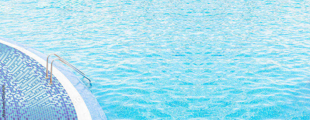 Swimming pool with sun rays. Pool Background. Entrance to the swimming ...