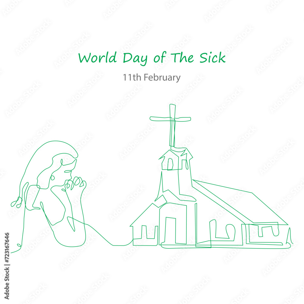 World Day of the Sick single line drawing. Vector, illustration. Stock ...
