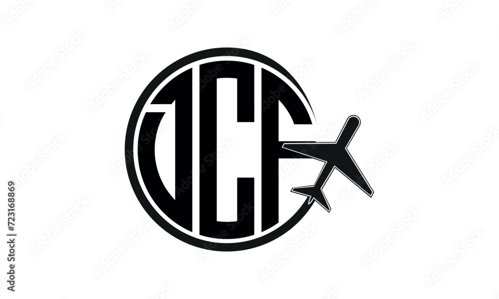 DCF three initial letter circle tour & travel agency logo design vector ...