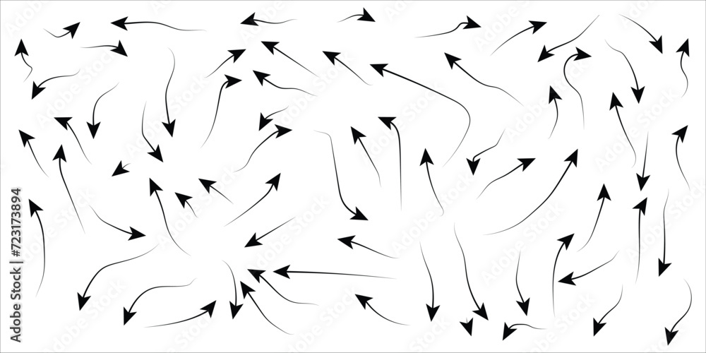 Hand drawn arrows set on white background. Collection of drawing doodle ...