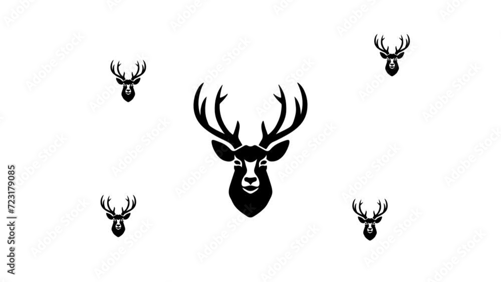 Zoom in and out animation the deer head symbol. Large black symbol in ...