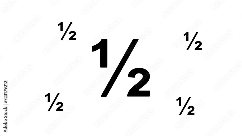 Vidéo Stock Zoom in and out animation the half fraction symbol. Large ...