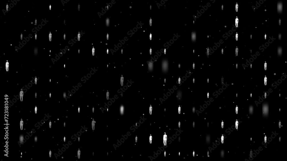 Template animation of evenly spaced burkini symbols of different sizes ...