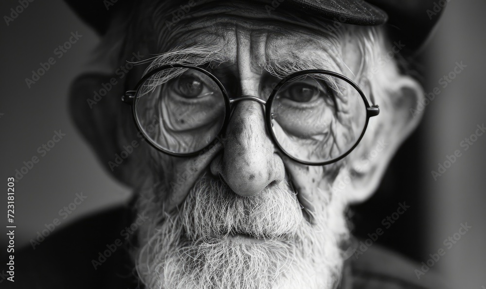 Black and white portrait of an old charismatic man with wrinkles Stock ...