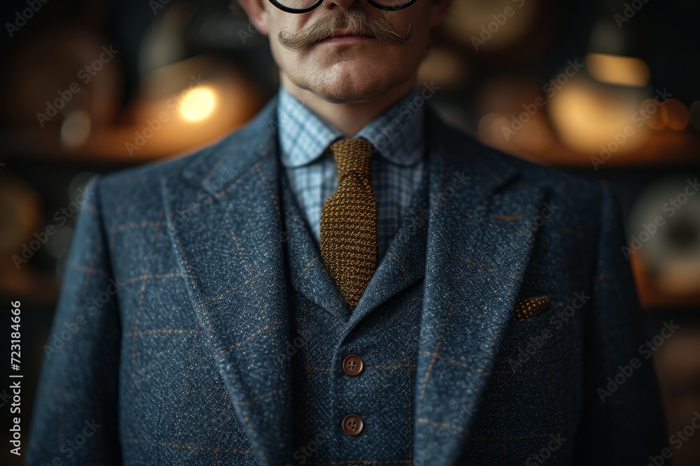 A dapper gentleman exudes sophistication in his tailored suit and tie ...