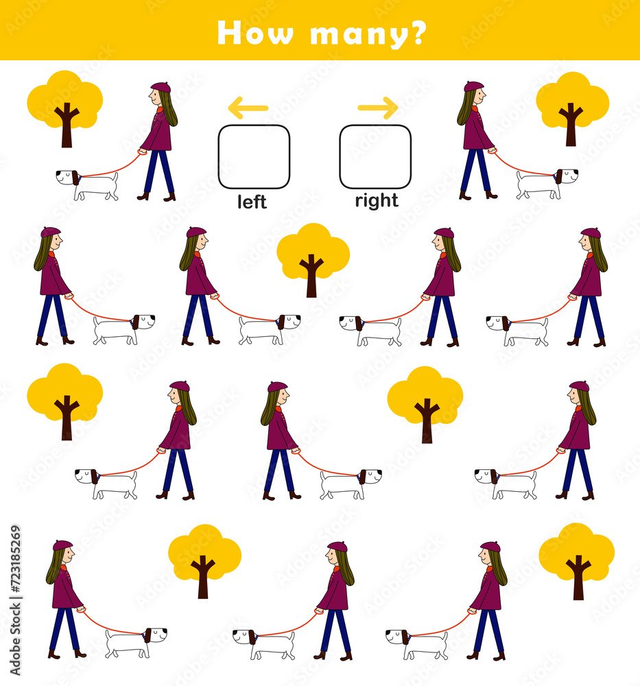 Left and right position worksheet. Educational worksheet for preschool ...