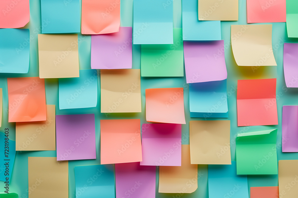 Colorful abstract background pattern of empty sticky notes, colorful ...