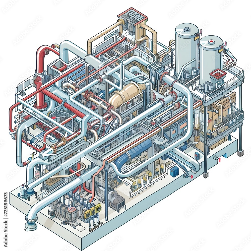 Illustration demonstrating the complex multi-stage refrigeration cycle ...