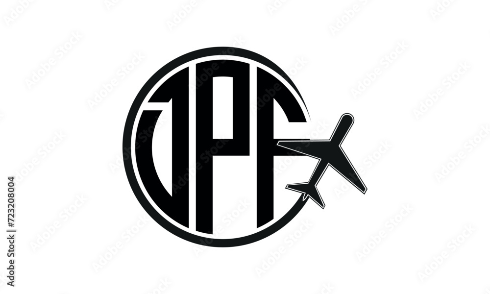 DPF three initial letter circle tour & travel agency logo design vector ...