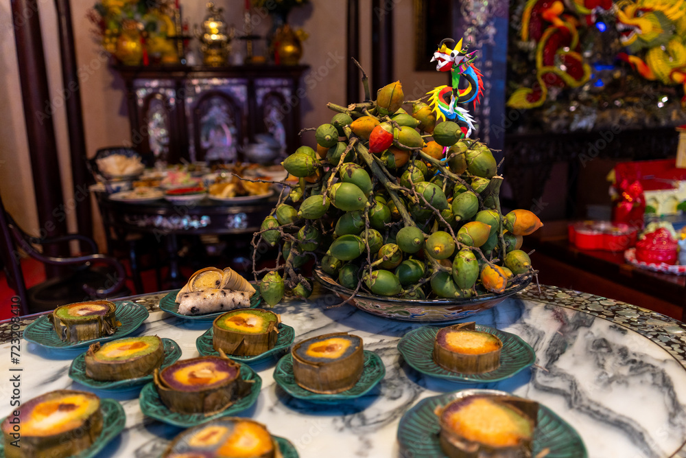 Tet tray. Full of traditional dishes. Chinese new year festival table ...