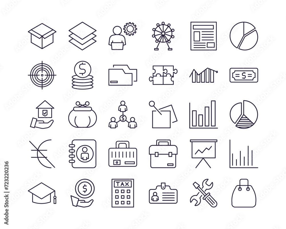 editable outline icons set. thin line icons from business collection ...