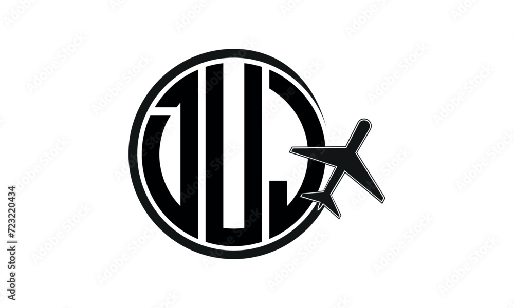 DUJ three initial letter circle tour & travel agency logo design vector ...