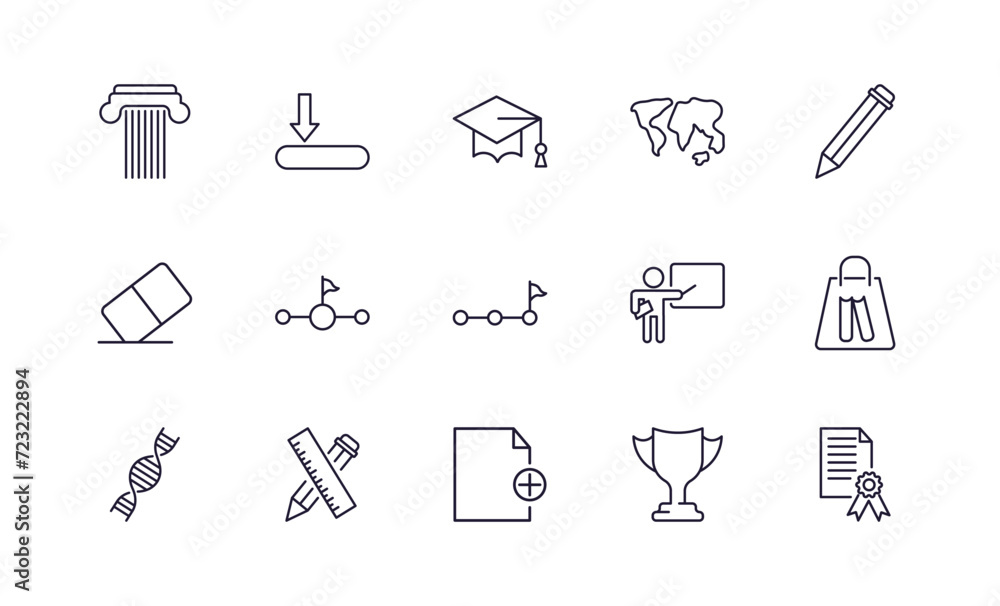 editable outline icons set. thin line icons from education collection ...