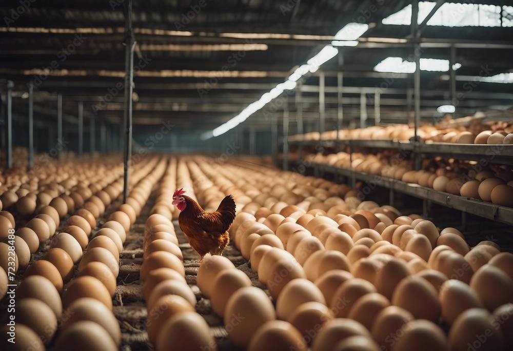 Chicken farm Egg-laying chicken in battery cages Commercial hens ...