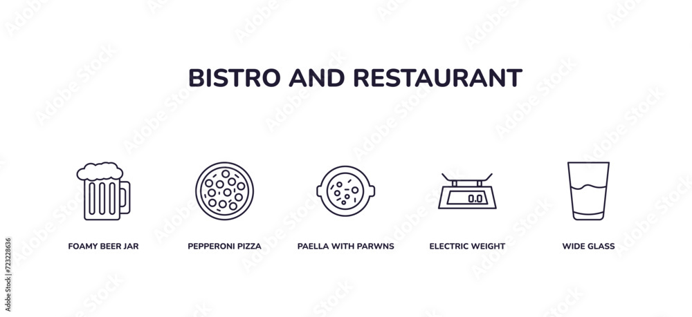 editable outline icons set. thin line icons from bistro and restaurant ...