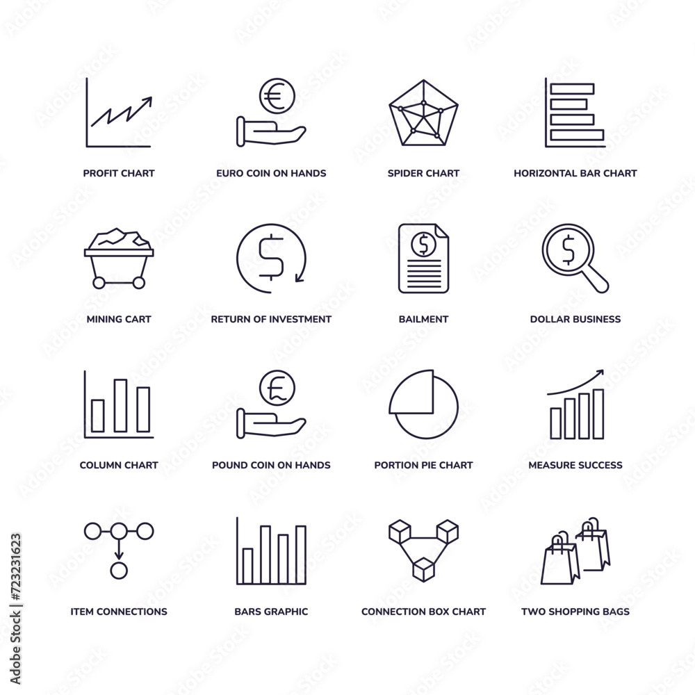 editable outline icons set. thin line icons from business collection ...