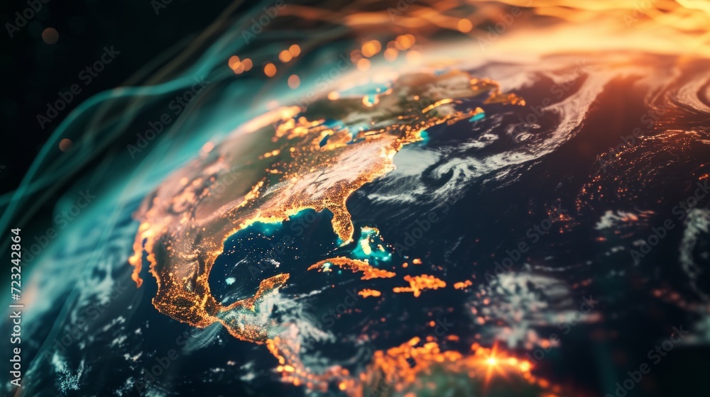 Earth globe with animated heat waves emanating from it, illustrating ...