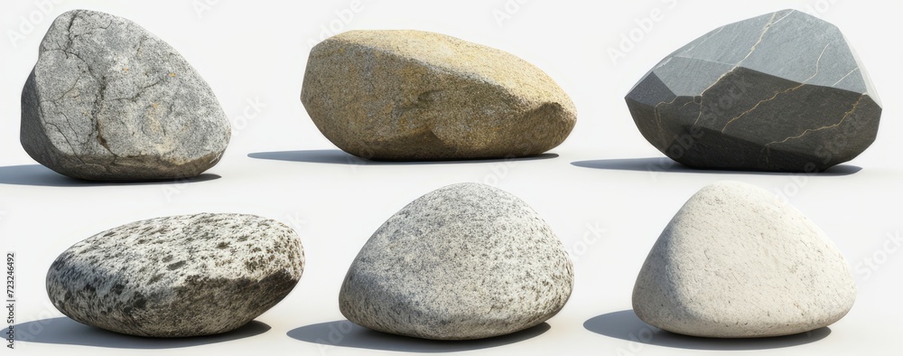 Collection of big rock stones isolated on transparent background ...
