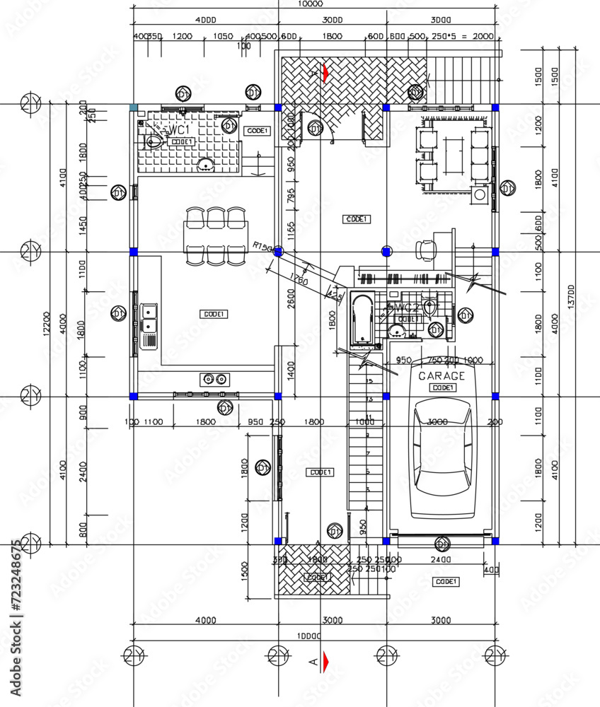 Vector sketch illustration of architectural engineering drawing design ...