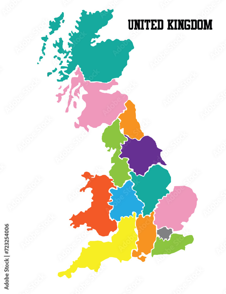 United Kingdom administrative districts high detailed vector map ...