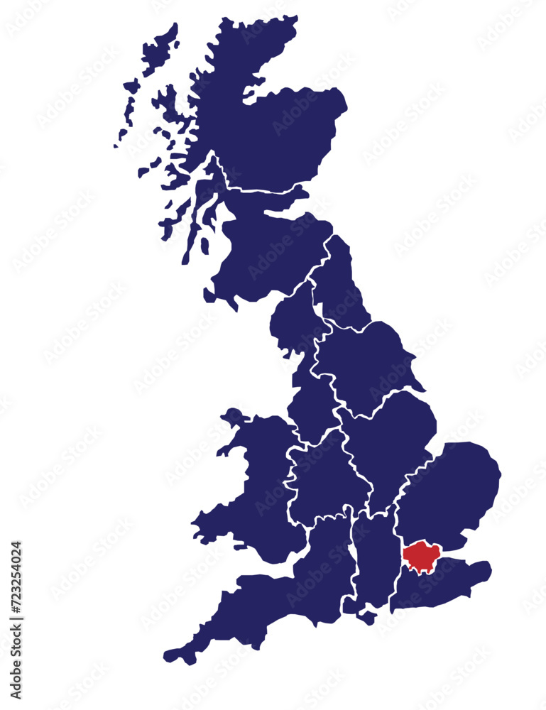 United Kingdom administrative districts high detailed vector map ...