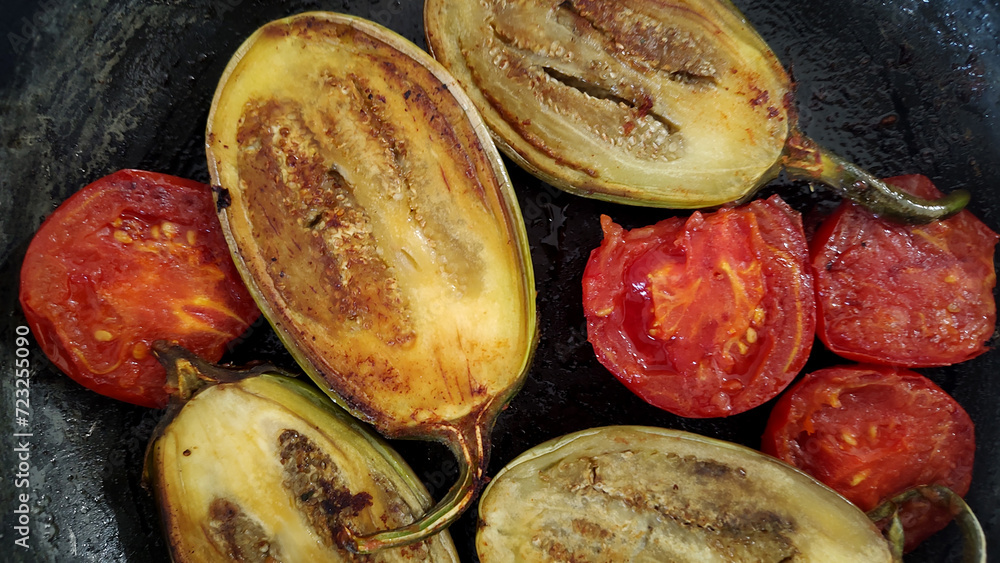 Making of an Indian Vegetable Food Dish Recipe of a Brinjal or eggplant ...