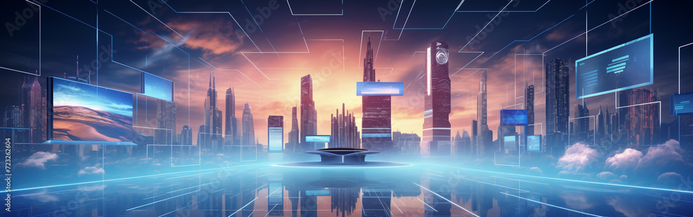 Future scenario, Futuristic setting, Panorama, Science fiction scene ...