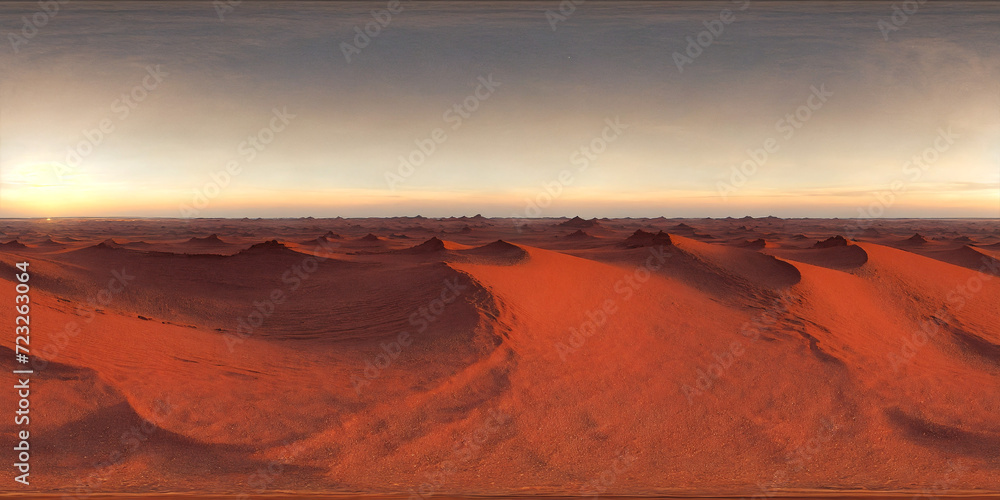 equirectangular panorama 360 degrees of red Desert Safari with sand ...