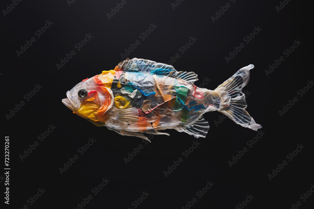 Artistic Fish Sculpture Made From Recycled Plastics. Generative AI ...