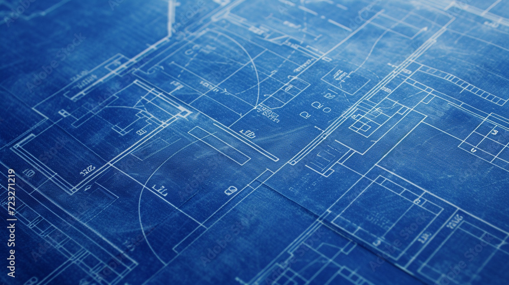 A blueprint paper texture, with technical drawings faintly visible ...