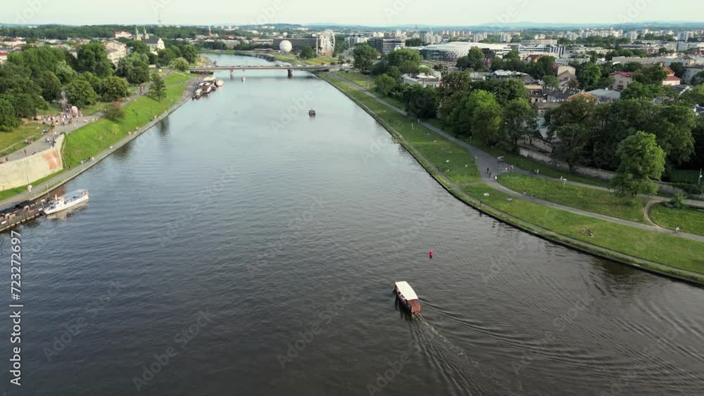 Vidéo Stock Vistula River, Wisla Seen From The Air In Cracow, Krakow ...
