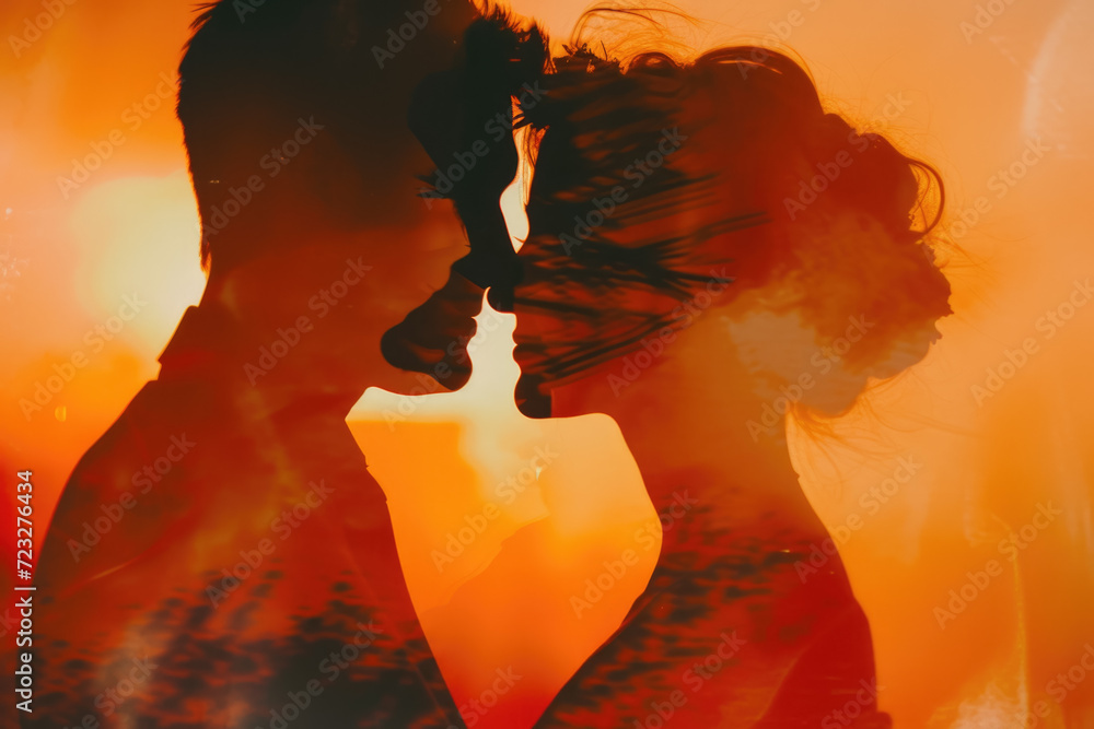 couple with a orange color and a silhouette and a professional overlay ...