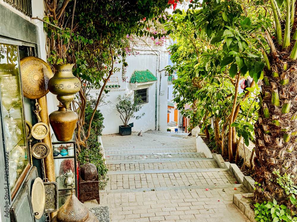 Tangier, Morocco - December 29, 2023: Streetscapes and building facades ...