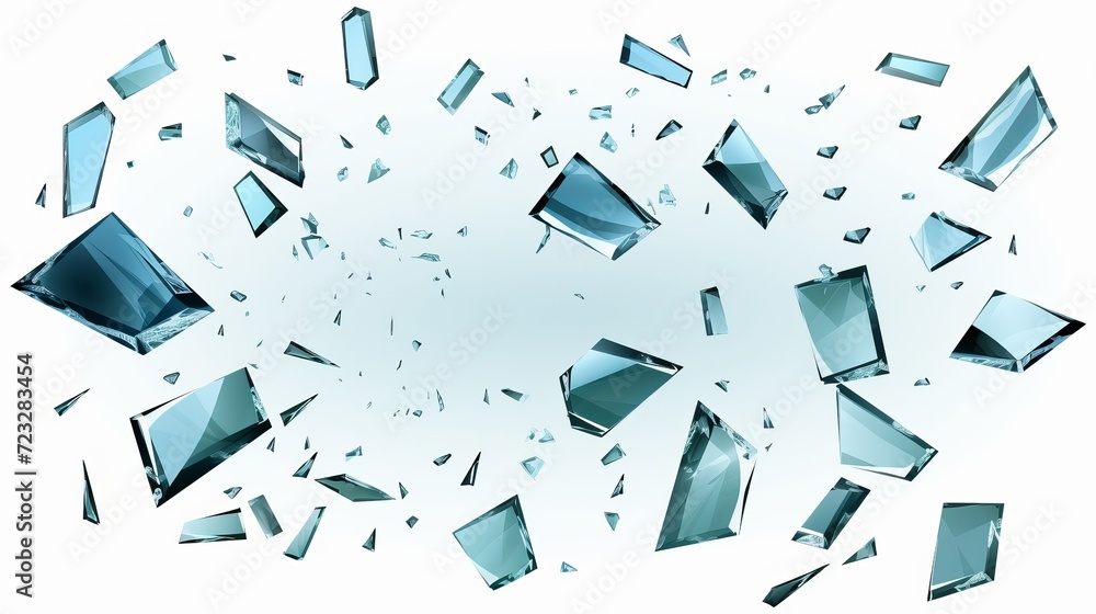 Realistic vector background shards of broken glass flying in the air ...