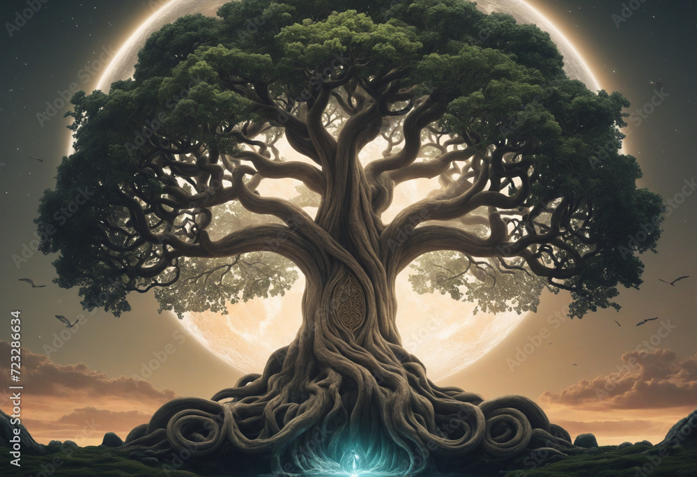 The World Tree: Yggdrasil in Norse Mythology Stock Illustration | Adobe ...
