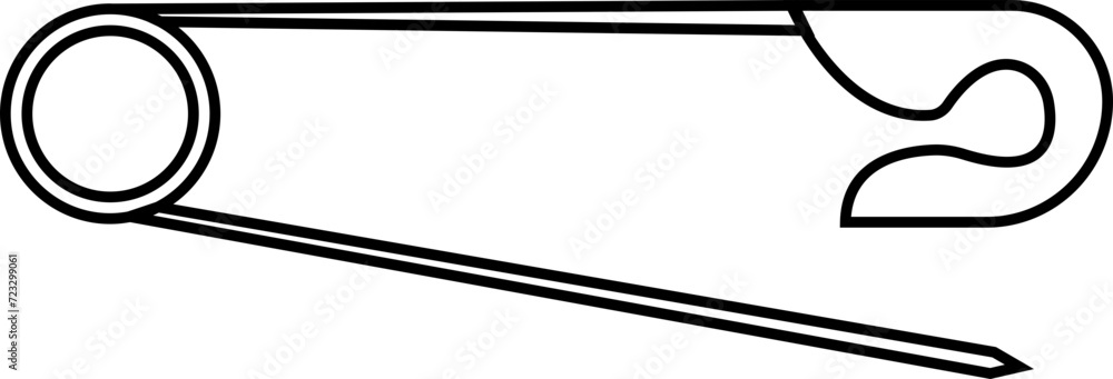 Safety pin. Opened and closed pin. pierced and clipping path sign. Vector icon. Open and close ...