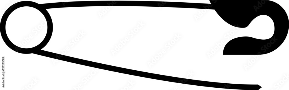 Safety pin. Opened and closed pin. pierced and clipping path sign. Vector icon. Open and close ...