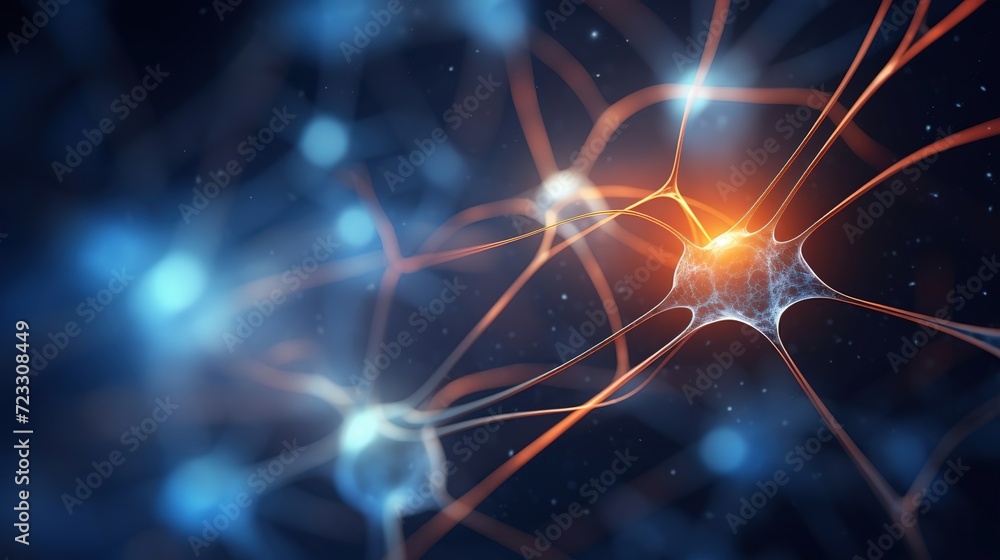 neural networks of intertwining multicolored threads on a dark ...