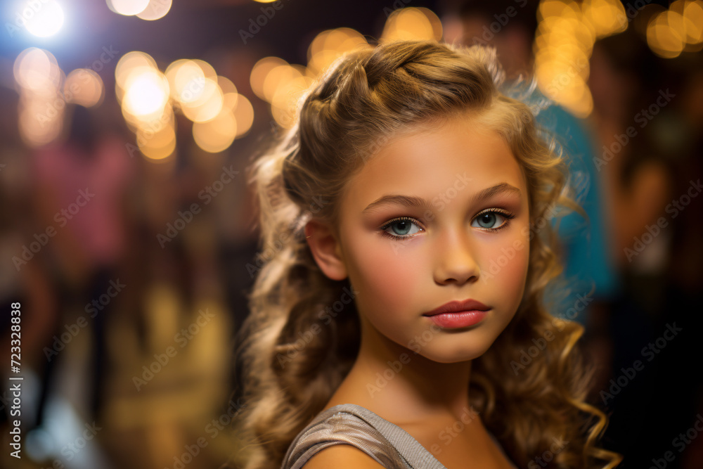 Young girl child contestant with makeup at beauty pageant Stock-Foto ...