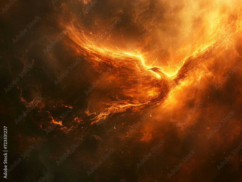 phoenix rising from ashes, a metaphor for rebirth and recovery, with ...