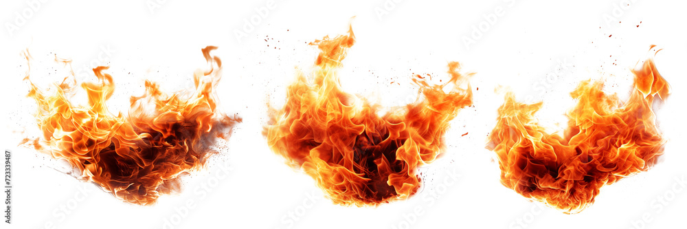 Set of different flames isolated on transparent background. The flame ...