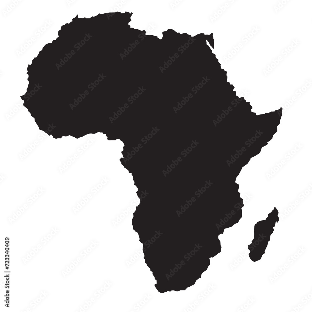 Vector black map of Africa isolated on white background. Africa-highly ...